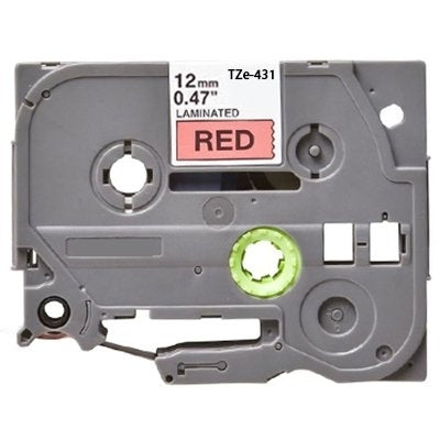 20 x Brother TZe-431 TZe431 Generic 12mm Black Text on Red Laminated T