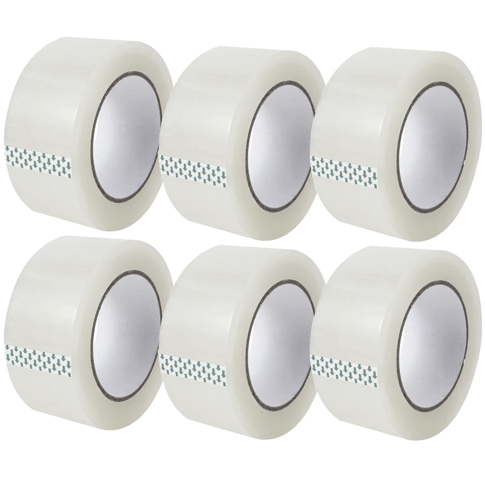 6 Rolls High Capacity Clear Packaging Tape 48mm x 100m Carton Sealing