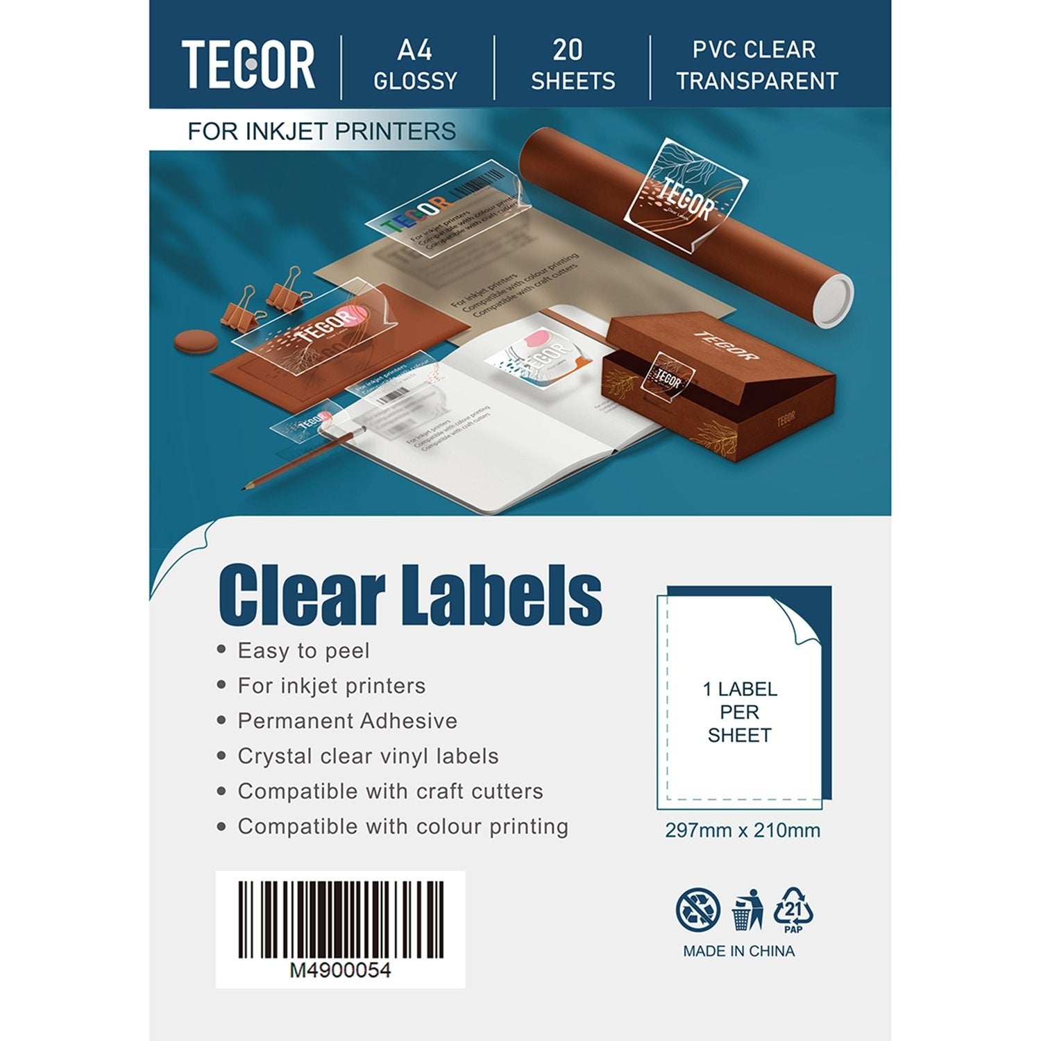 Transparent Self Adhesive Photo Paper PVC Clear Sticker Vinyl Labels A