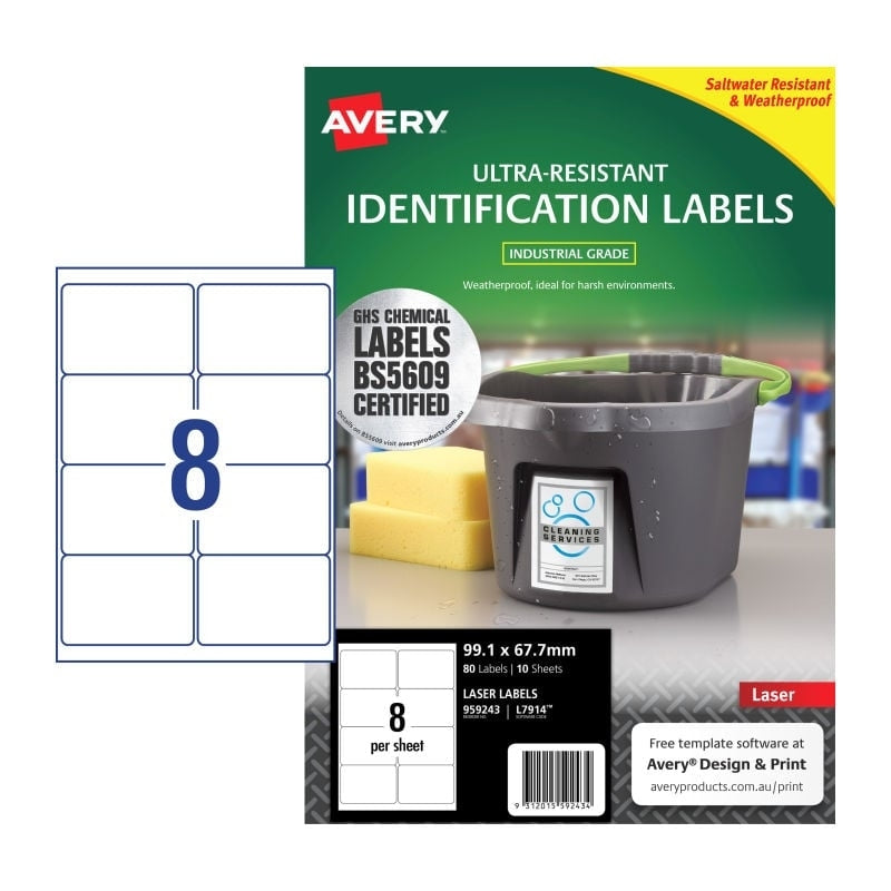 Avery #959243 White Ultra Resistant Chemical Grade Laser Labels 8UP 99