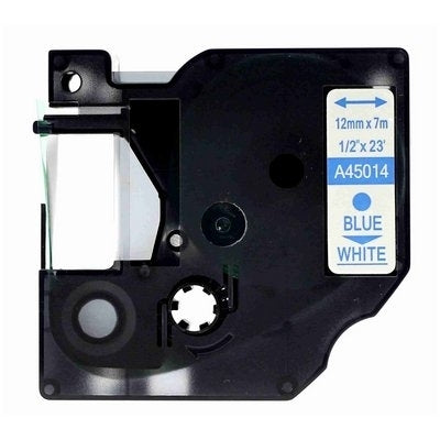 5 x Dymo SD45014 / S0720540 Generic 12mm Blue Text on White Label Cass
