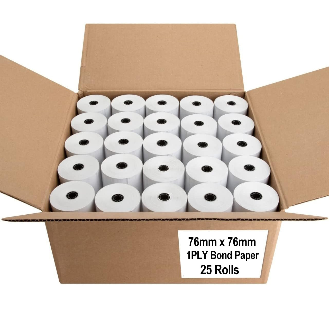 20 Rolls 76x76mm 1PLY Bond Paper Roll for Cash Registers POS
