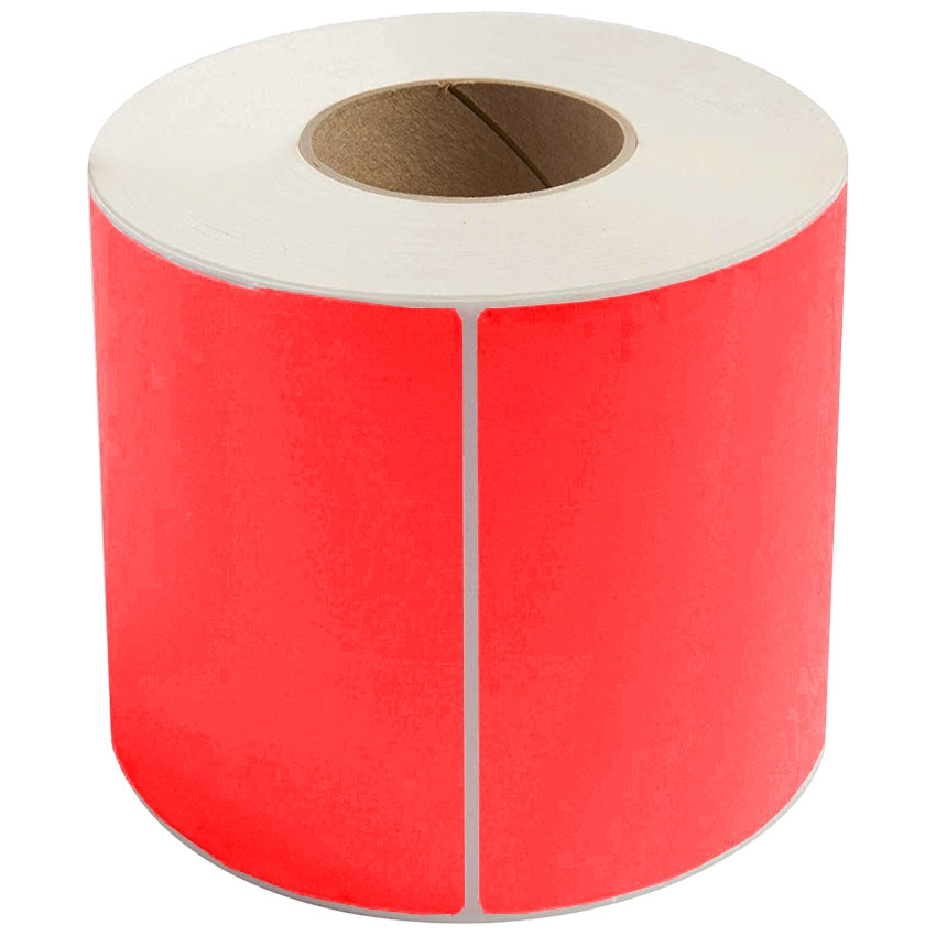 Perforated Direct Thermal Labels Red 100mm X 150mm - 350 Labels per Ro