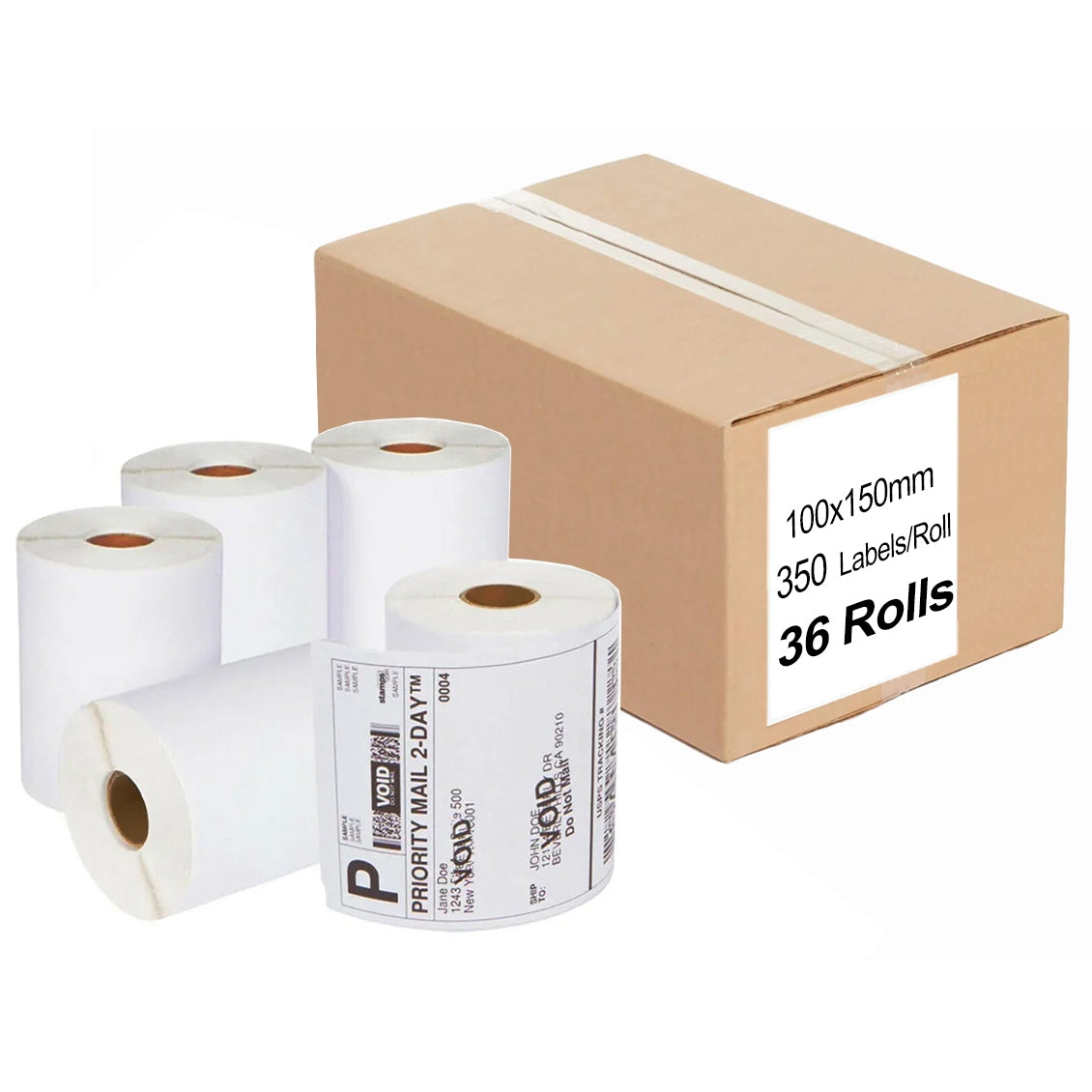 36 Rolls Aramex - Fastway Perforated Thermal Labels Rolls 100mm X 150m