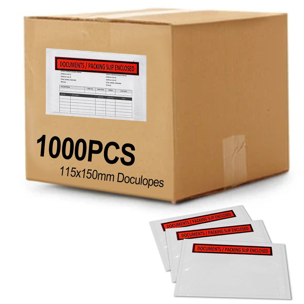 1000PCS 'DOCUMENTS / PACKING SLIP ENCLOSED' 115mm x 150mm Doculopes St